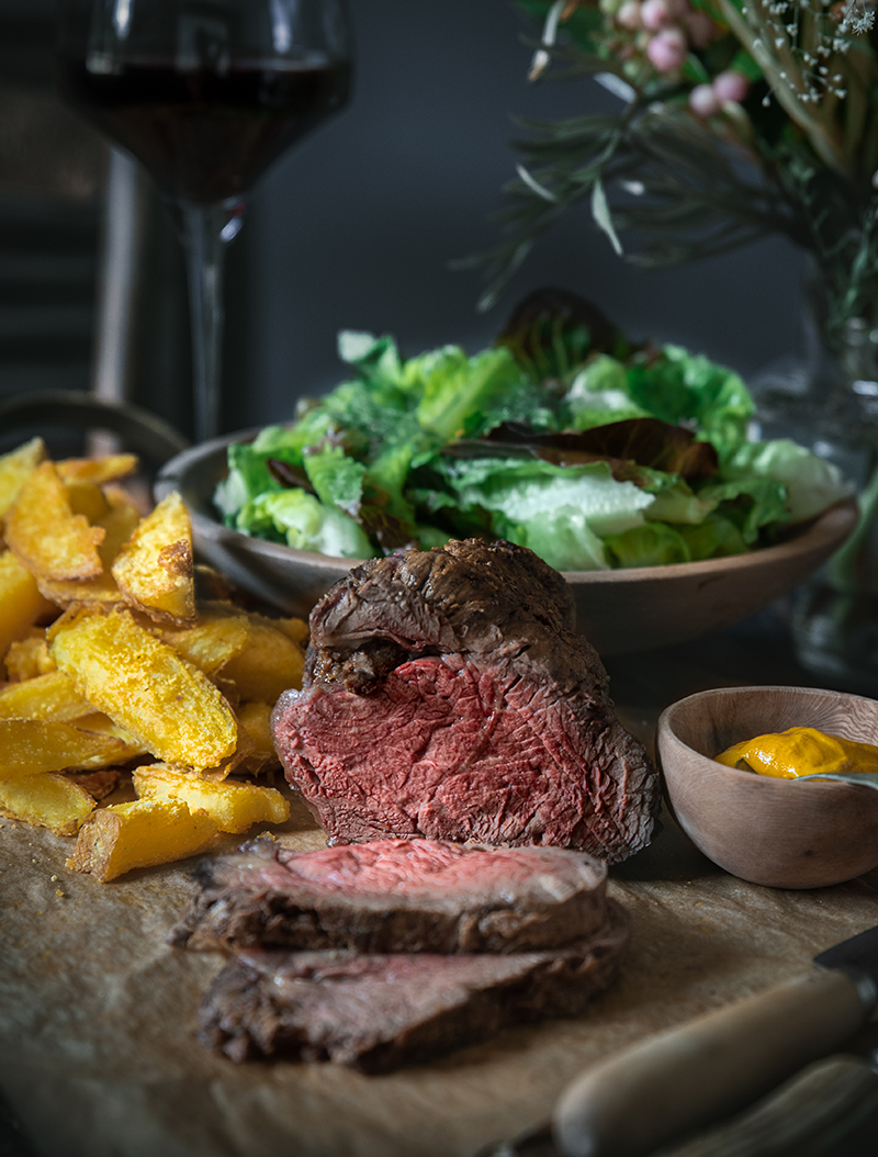 Eye Fillet with Crispy Chips and Herbaceous Salad - Greenlea Butcher Shop