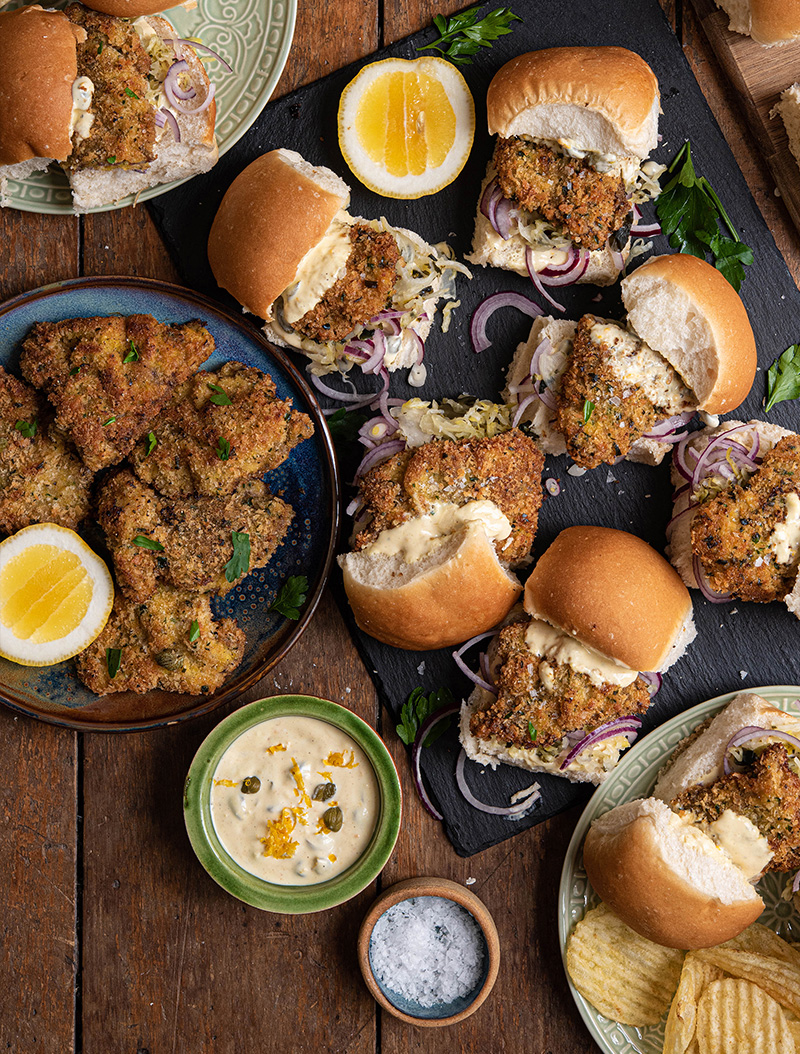 Beef Schnitzel and Sauerkraut Sliders with Lemon Caper Mayo - Greenlea ...